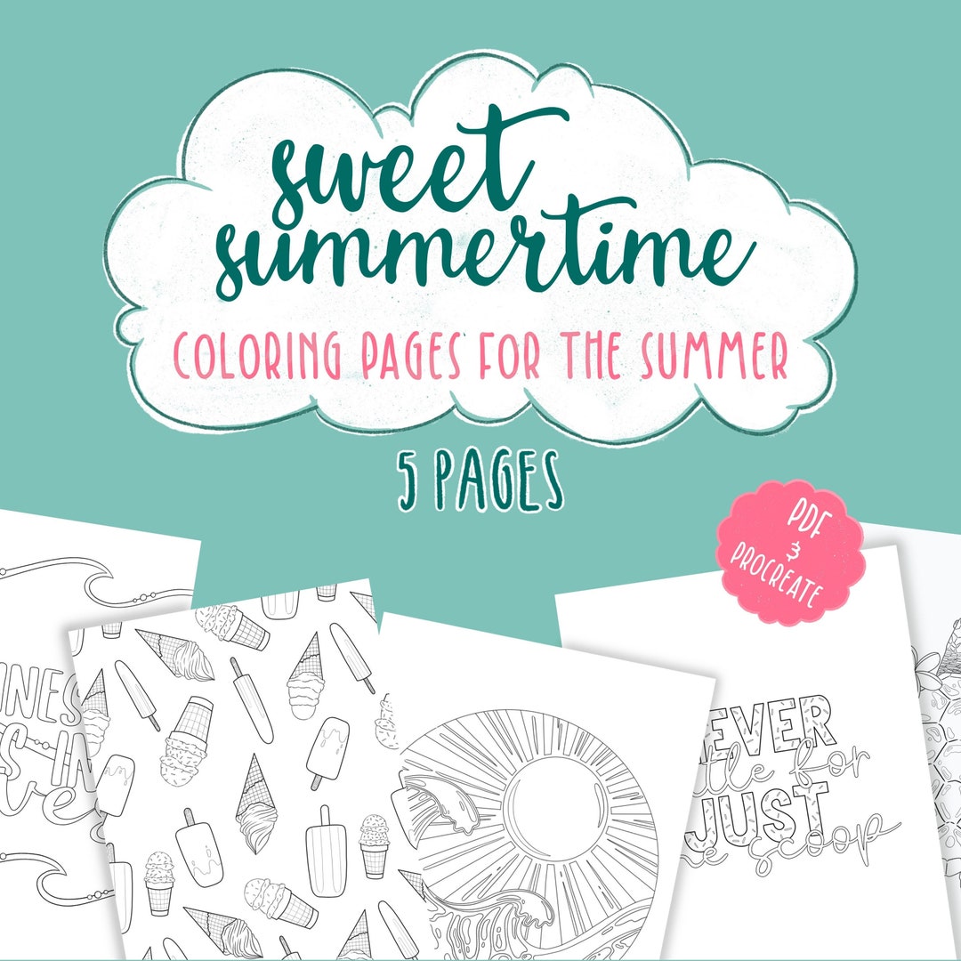 Summertime Coloring, Procreate Coloring Pages, Digital Coloring, Ice ...