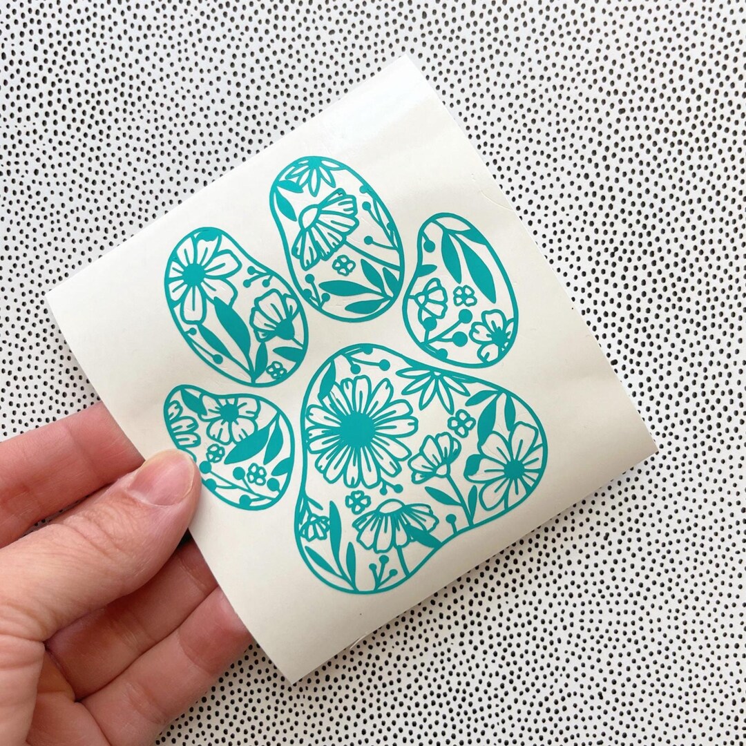 Floral Dog Paw Print Decal: Weather-resistant Car Sticker - Etsy