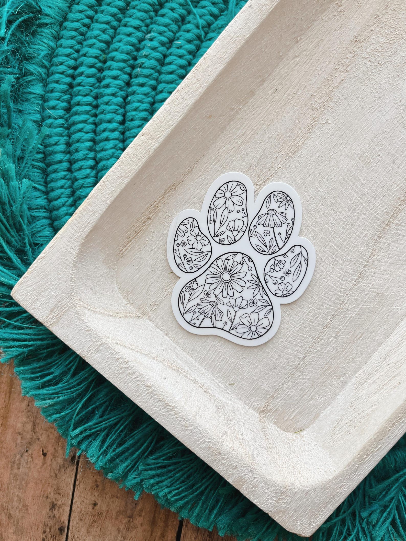 Dog Paw Print Sticker, Floral Print, Puppy Paw, Dog Mama, Cute Animal ...