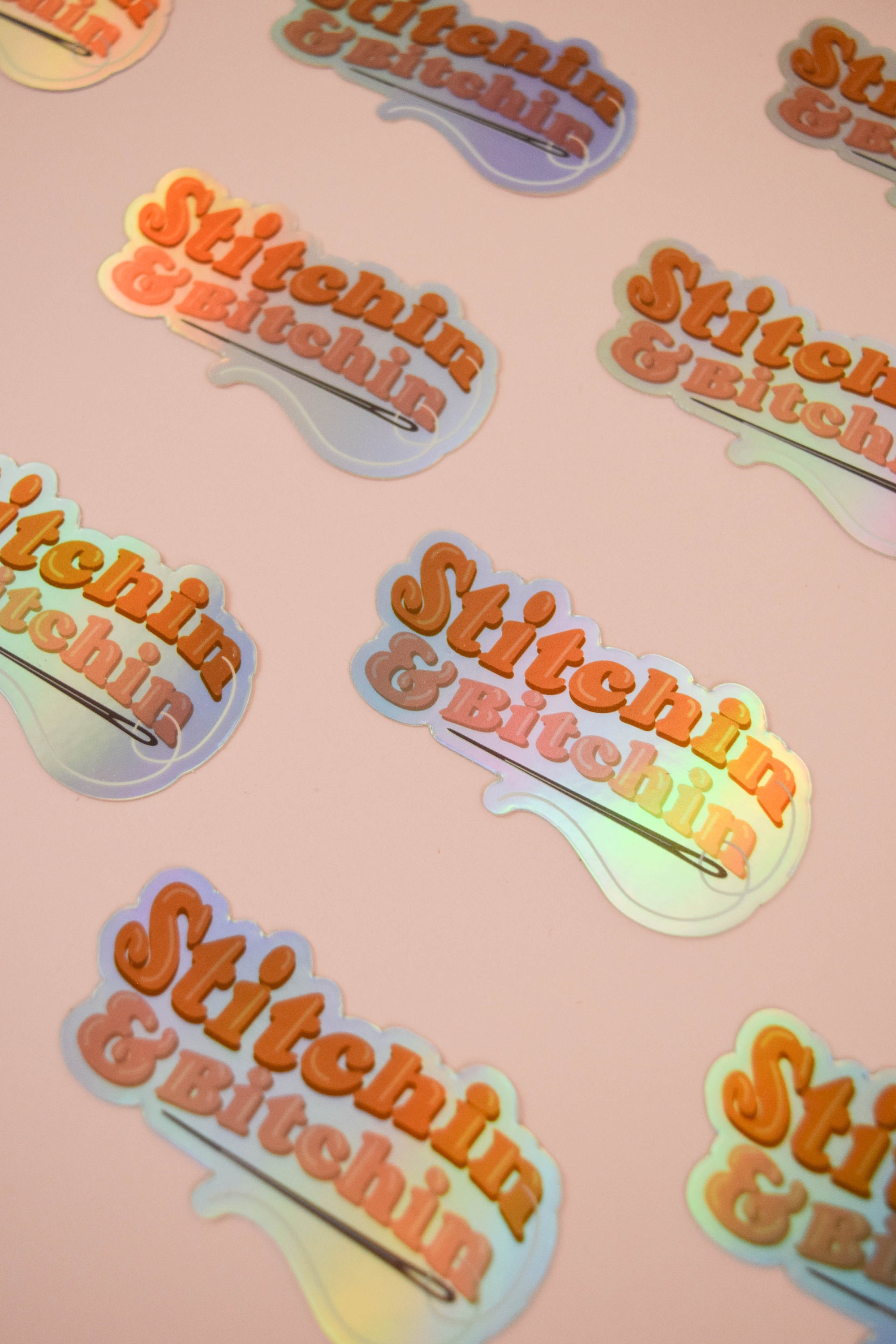 Stitchin' & Bitchin' Holographic Sticker: Bold Crafter Attitude - Etsy
