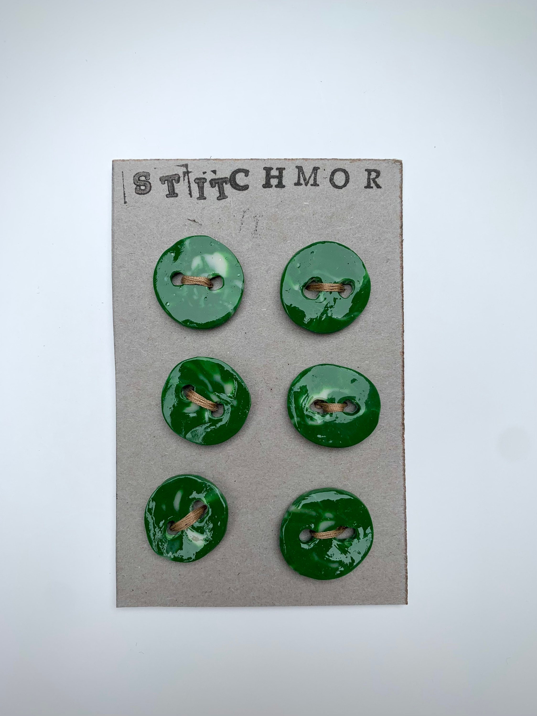 Handmade Large Evergreen Green Round 5/8 Inch Glazed Polymer Clay ...