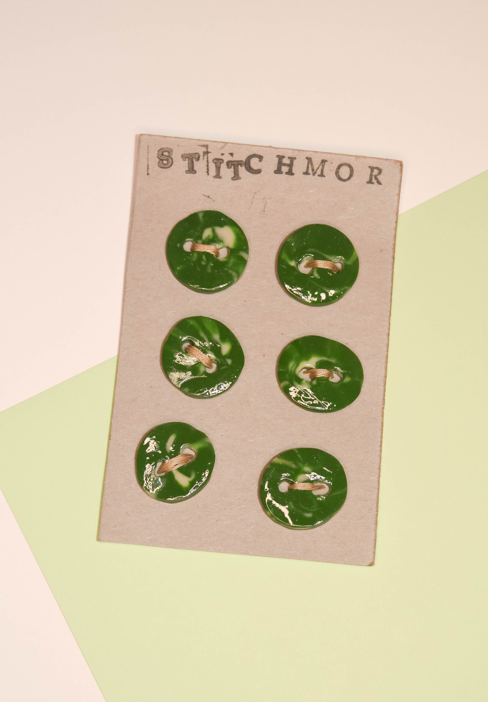 Handmade Large Evergreen Green Round 5/8 Inch Glazed Polymer Clay ...