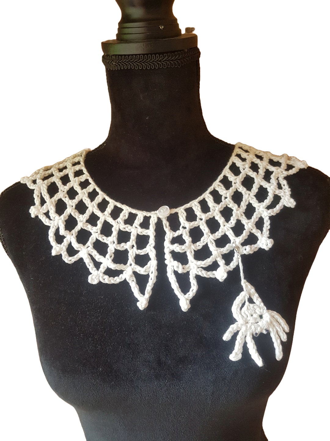 Hanging Spider Victorian Neck Collar,crochet Neckline, Peter Pan Collar ...