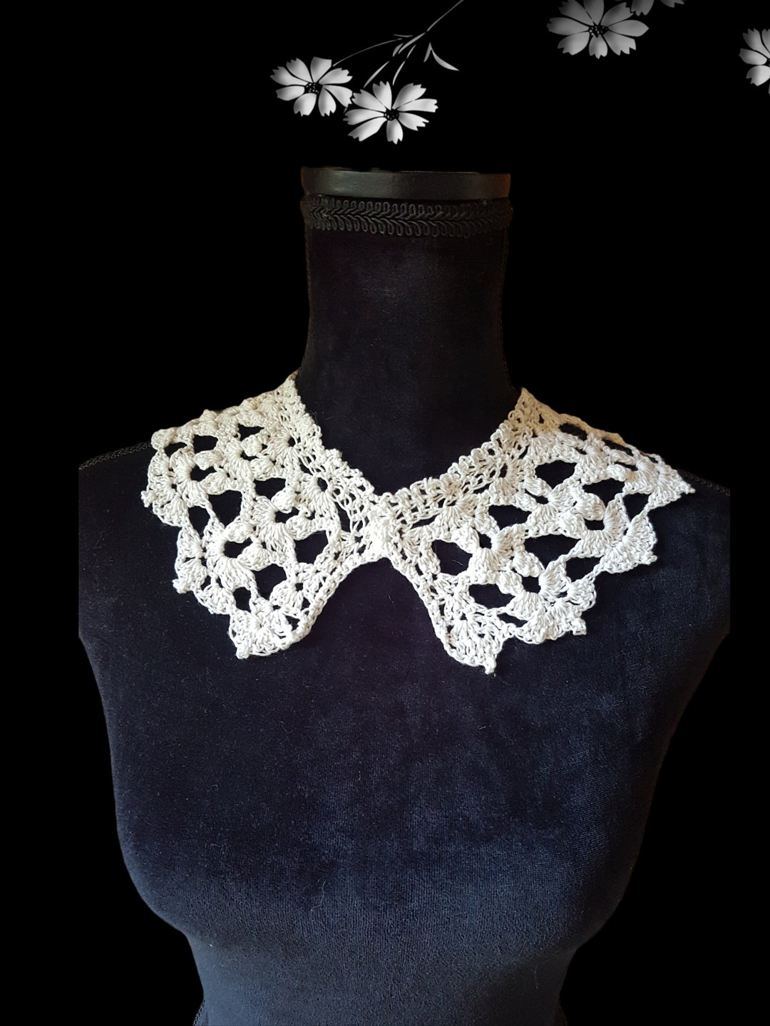 Victorian Lace Collar,crochet Lace Neckline, Peter Pan Collar,handknit ...