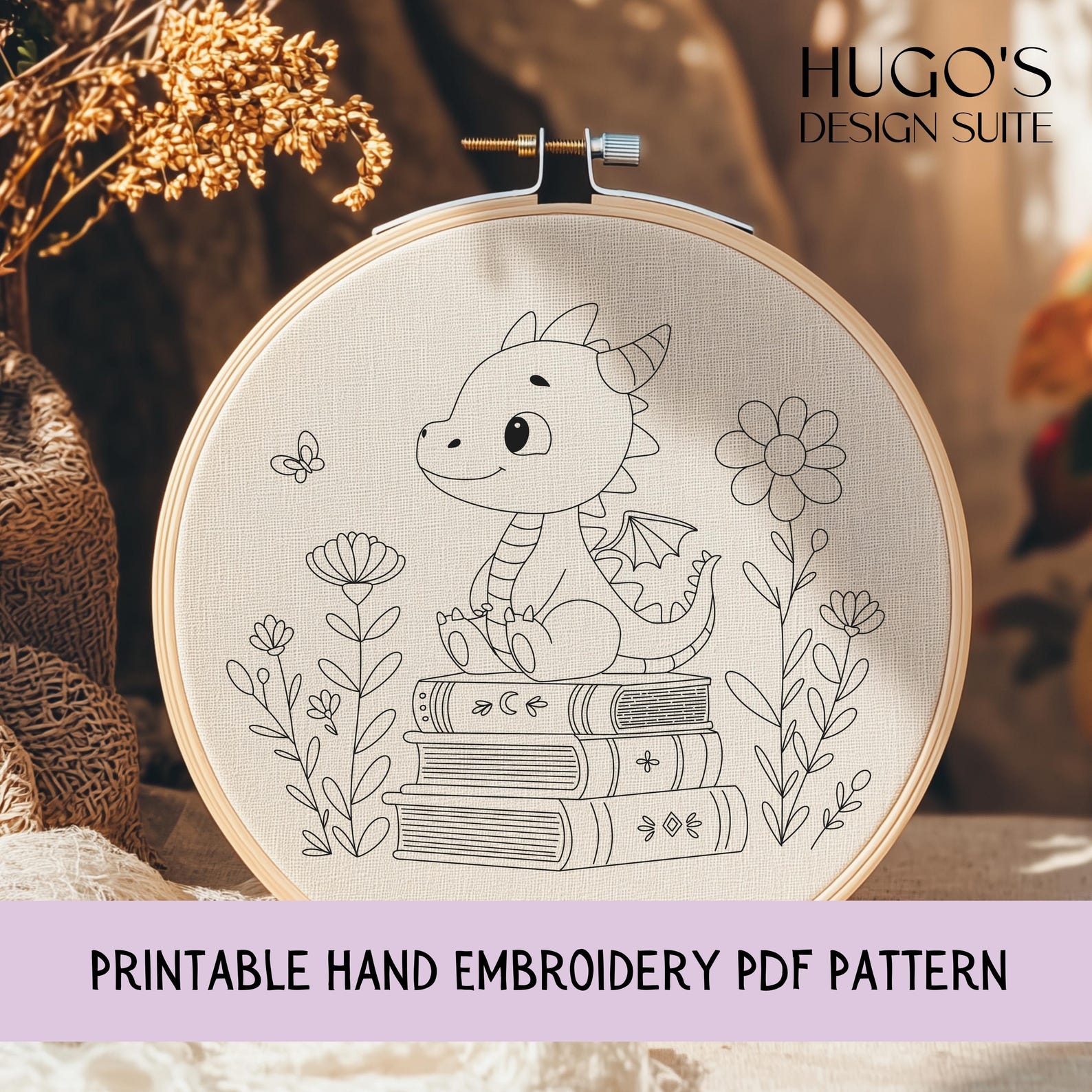 Floral Dragon Hand Embroidery Pattern PDF, Stick and Stitch Printable ...