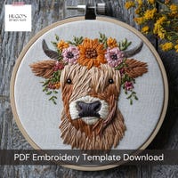 Highlander Cow Hand Embroidery Pattern DIY Embroidery - Etsy