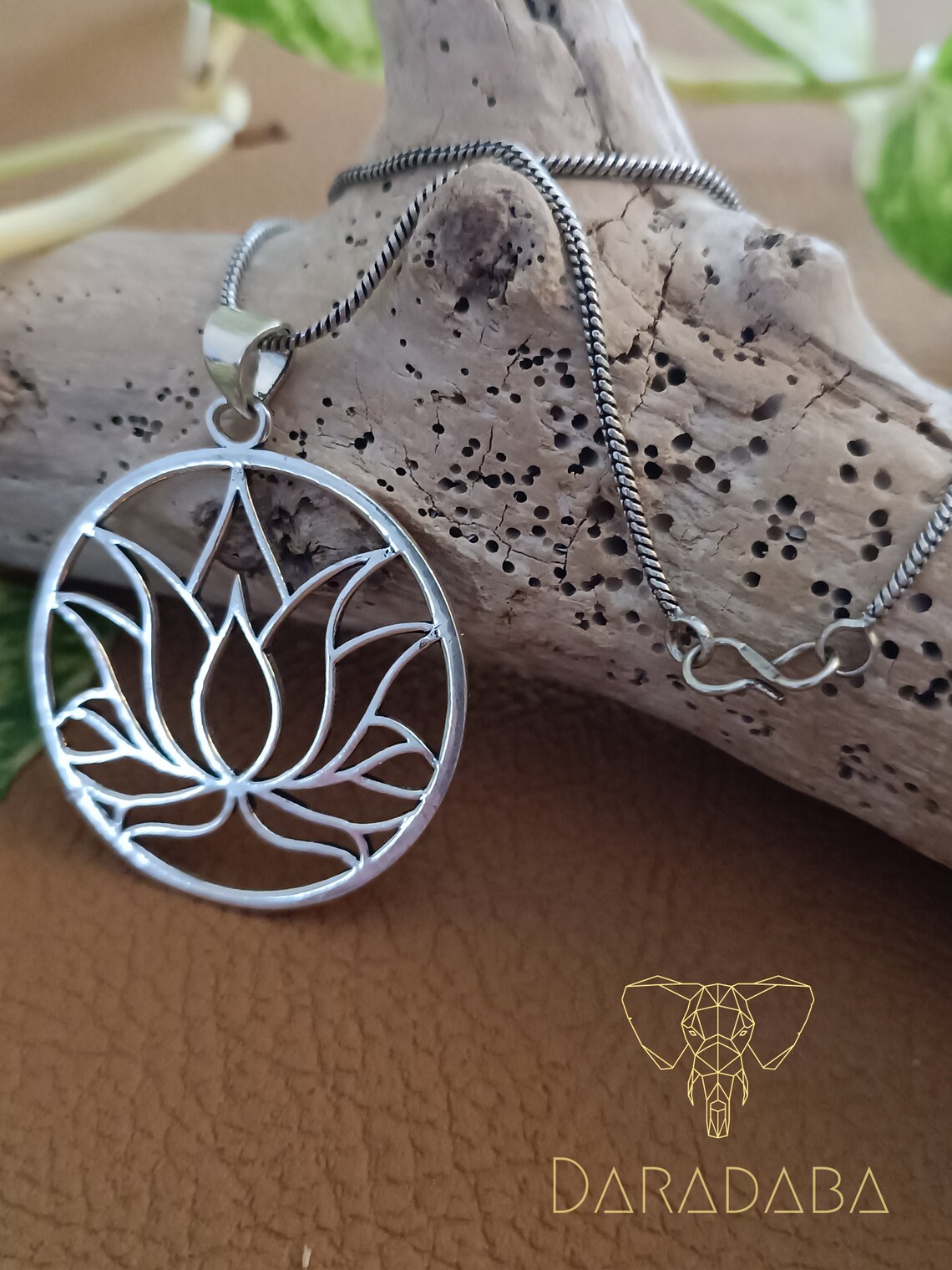 Lotus Flower Pendant, White Metal Amulet Pendant, Spiritual Pendant ...