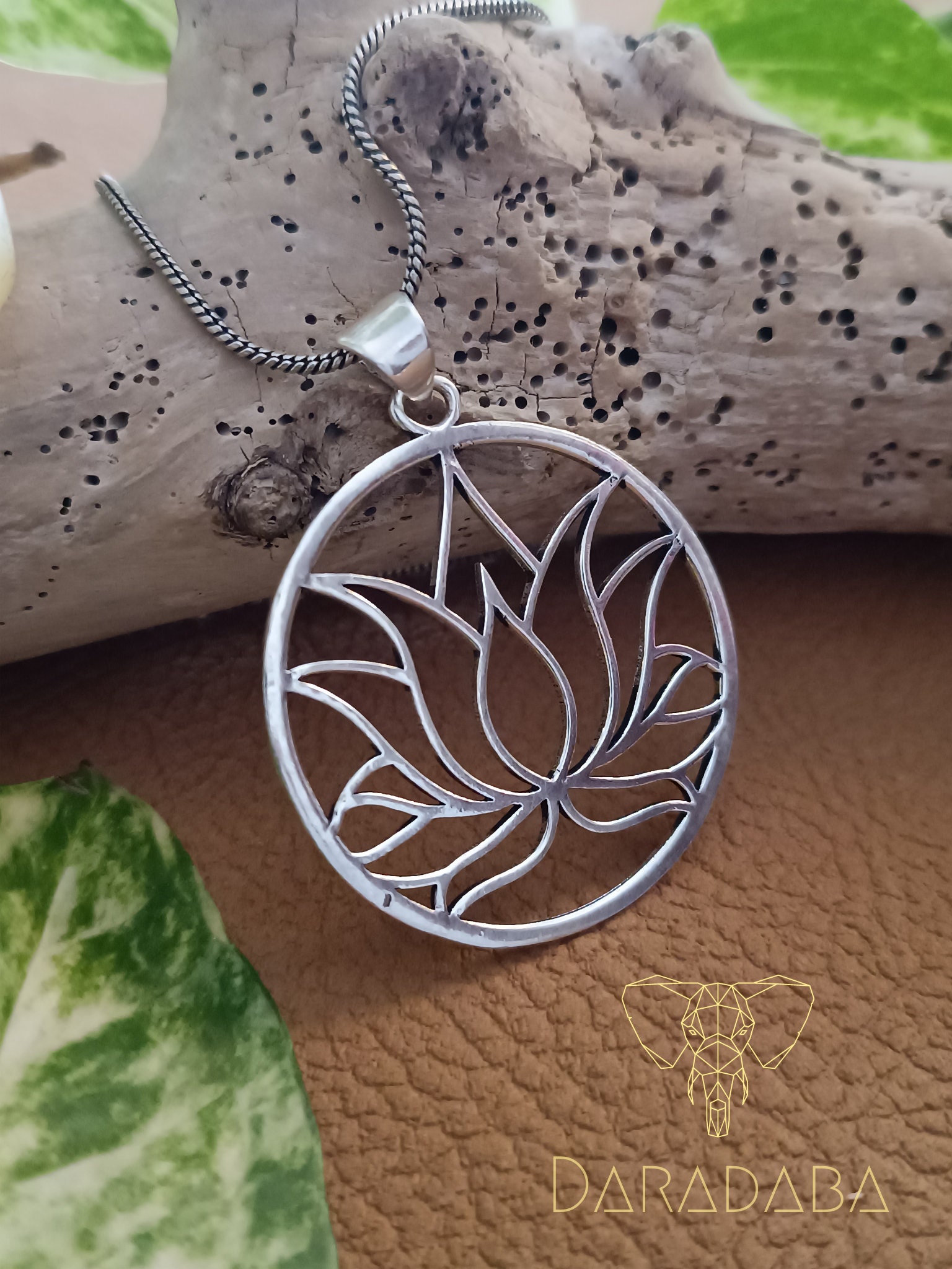 Lotus Flower Pendant, White Metal Amulet Pendant, Spiritual Pendant ...