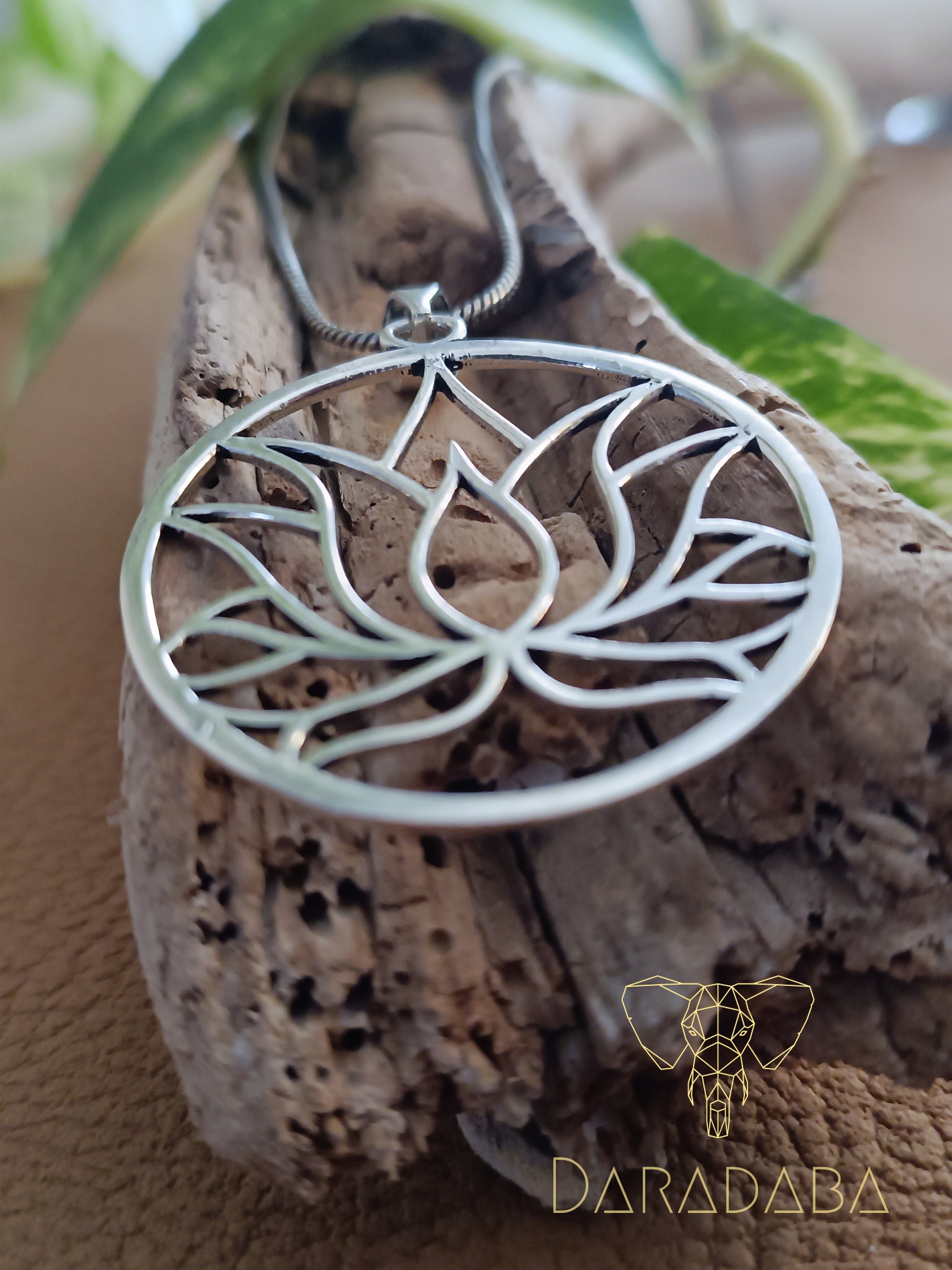 Lotus Flower Pendant, White Metal Amulet Pendant, Spiritual Pendant ...