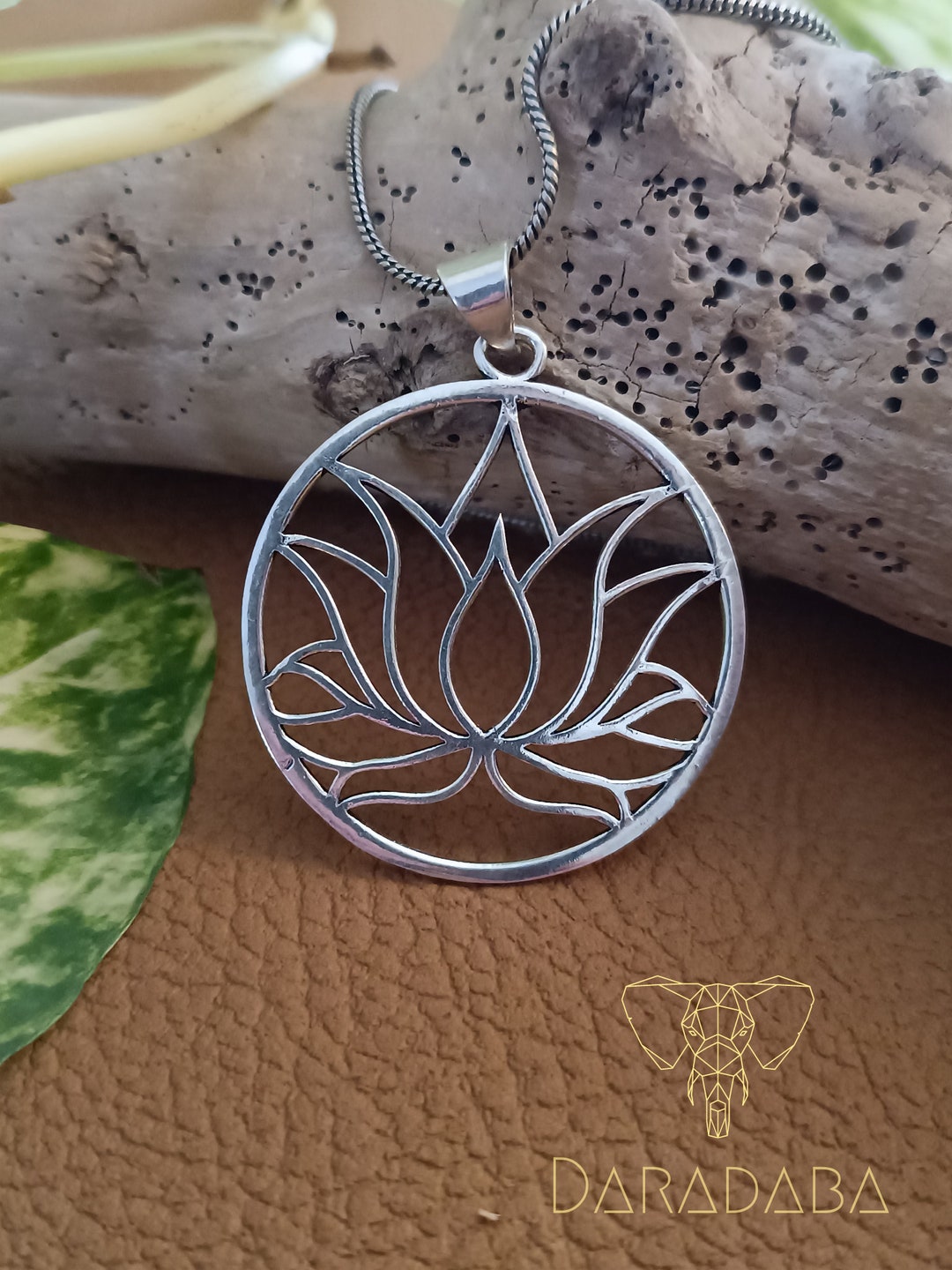 Lotus Flower Pendant, White Metal Amulet Pendant, Spiritual Pendant ...