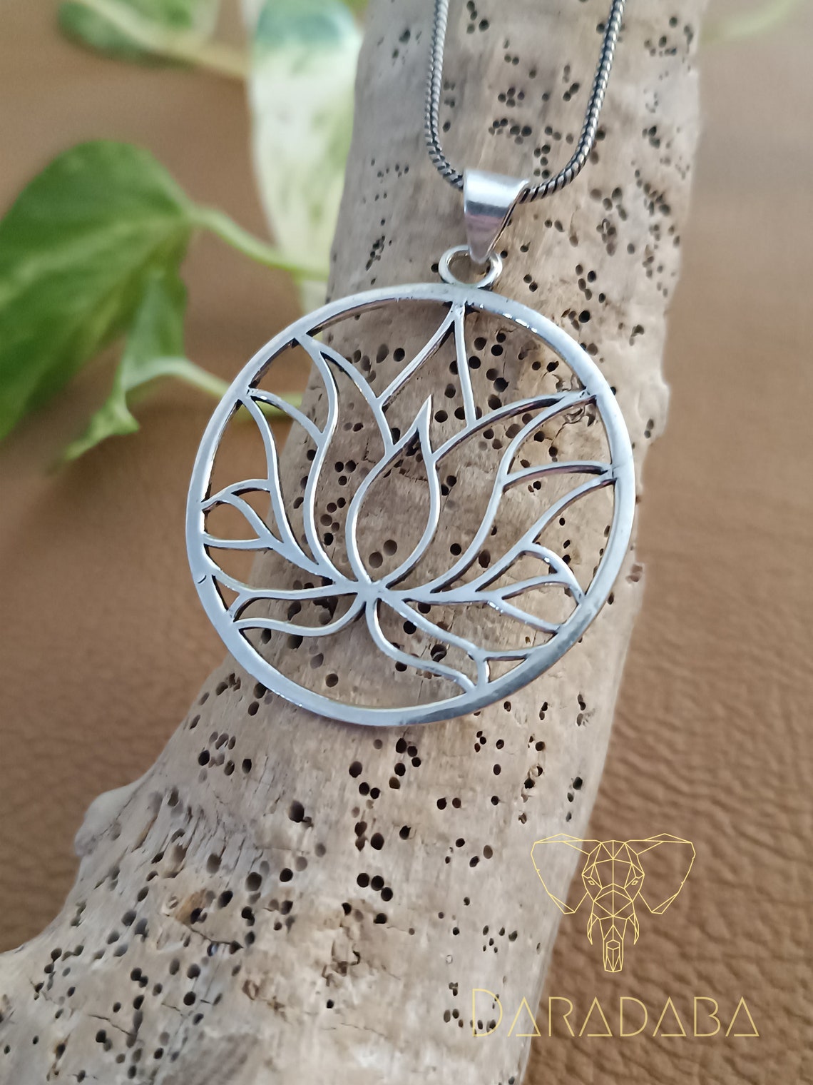 Lotus Flower Pendant, White Metal Amulet Pendant, Spiritual Pendant ...