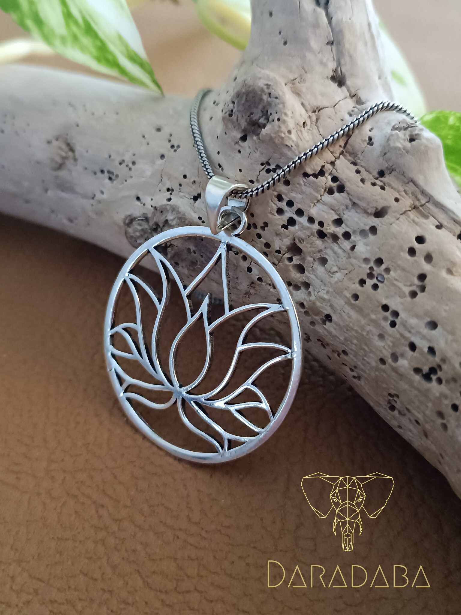 Lotus Flower Pendant, White Metal Amulet Pendant, Spiritual Pendant ...