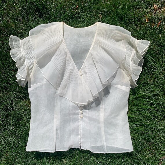 Sheer ruffle vintage blouse - Gem
