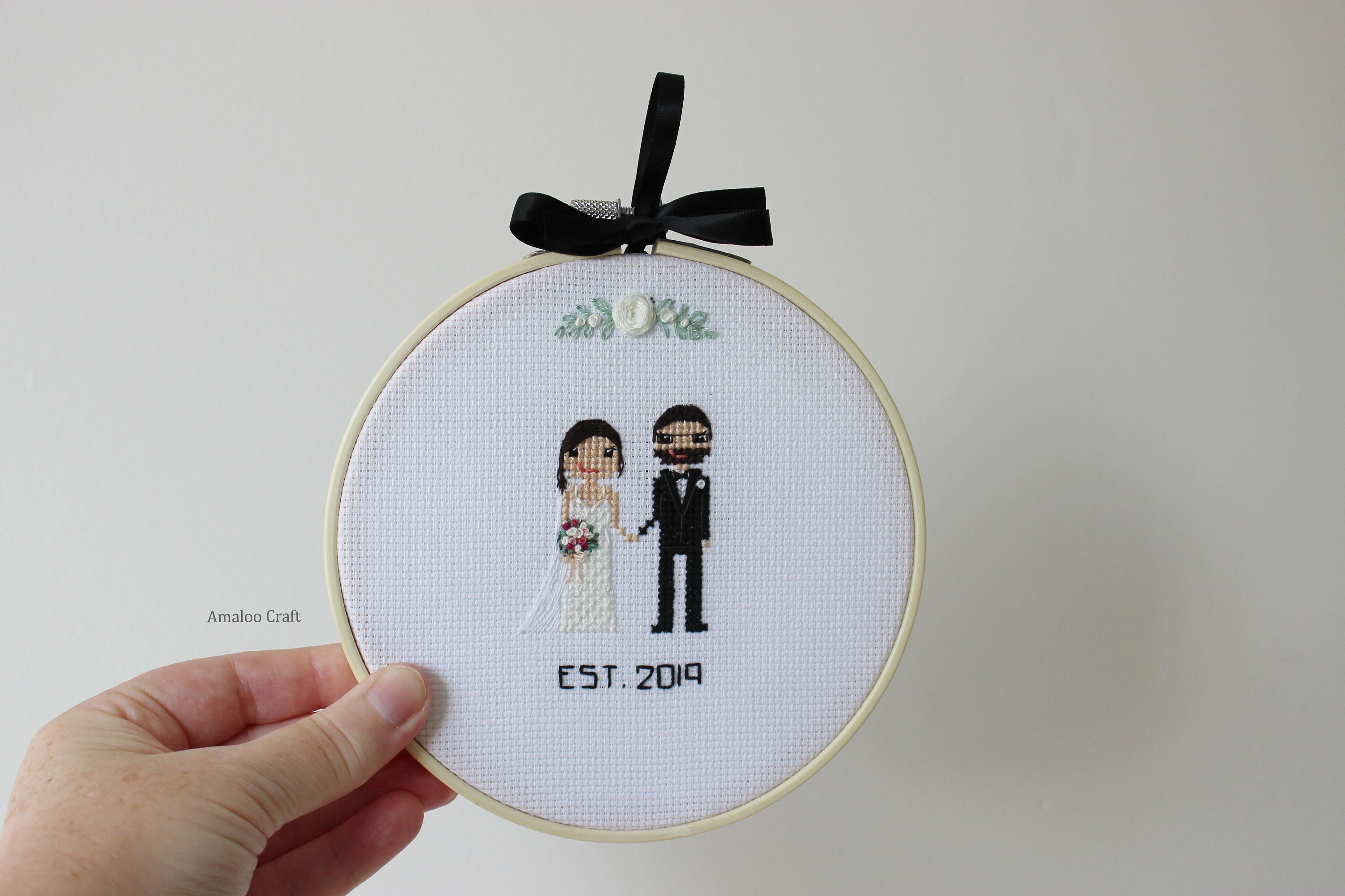 Personalized Wedding Cross Stitch Custom Portrait Anniversary | Etsy ...