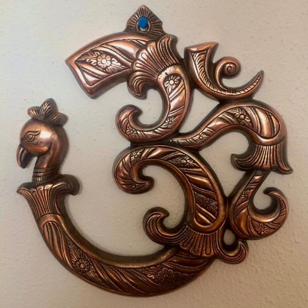 OM Decoration, Wall Hanging With Peacock Head, Ohm Decoration for the ...