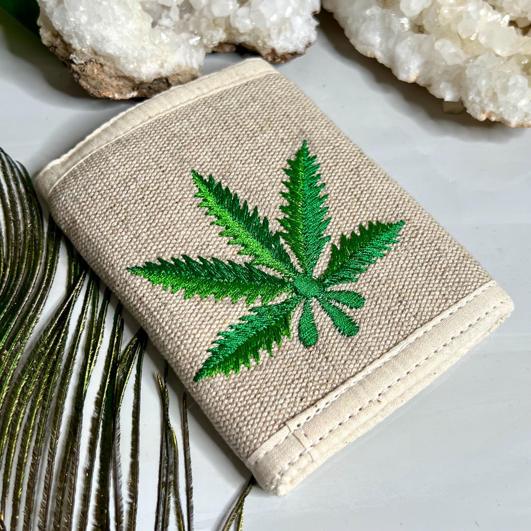 Hemp Wallet | Boho Hippie Wallet Embroidered With Hemp Leaf | Hemp ...