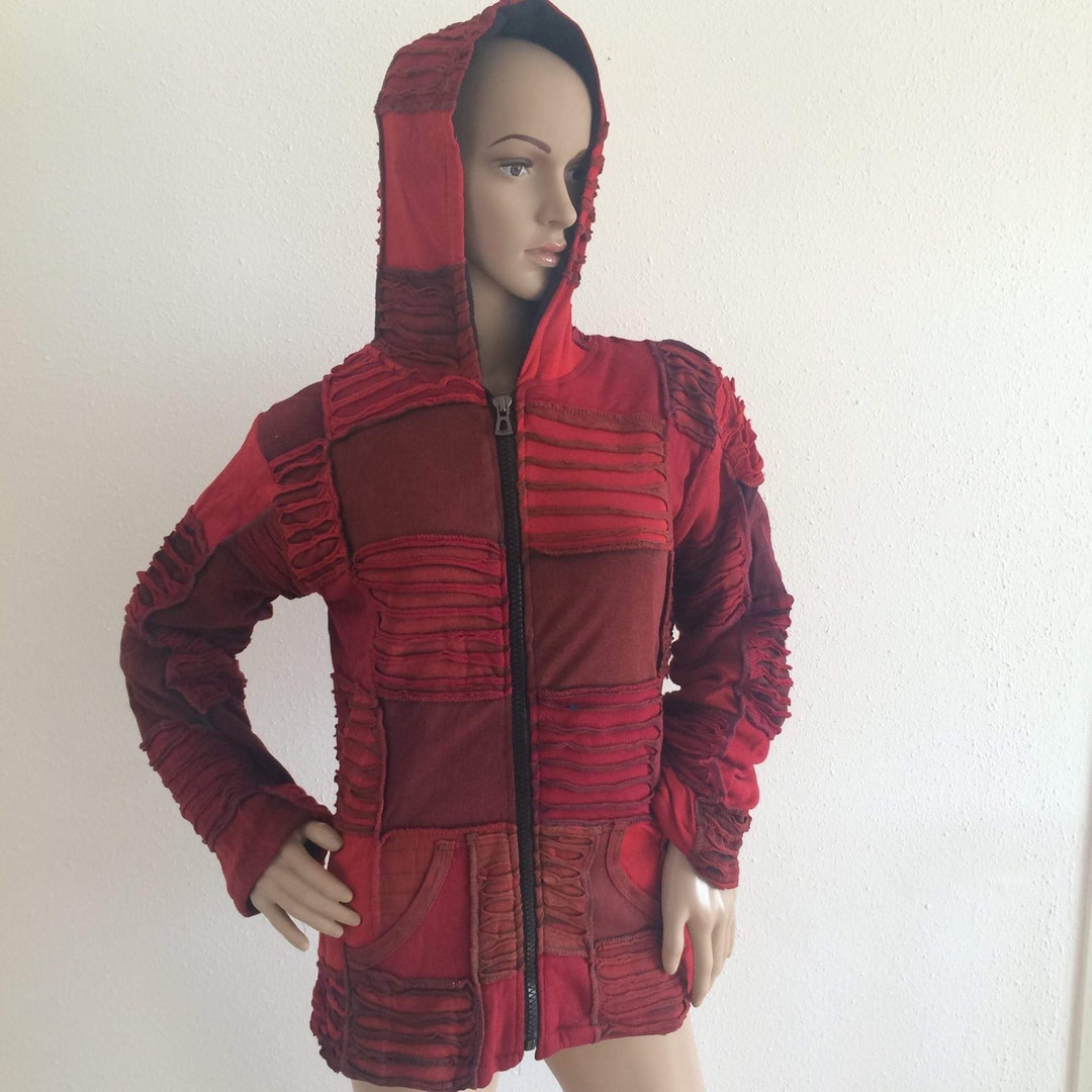 Nepal Patchwork Jackets Red Lined With Hood in Goa, Hippie, Ethnic ...