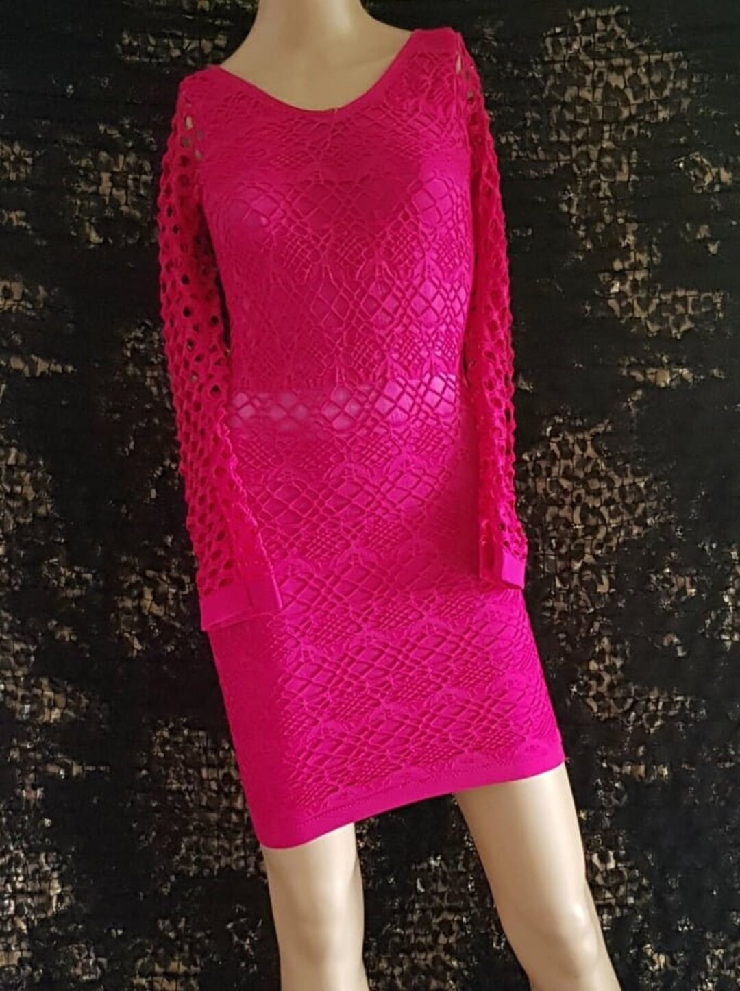 Sexy Long Sleeve Mesh Dress in Purple or Pink, Fishnet Dress, Erotic ...