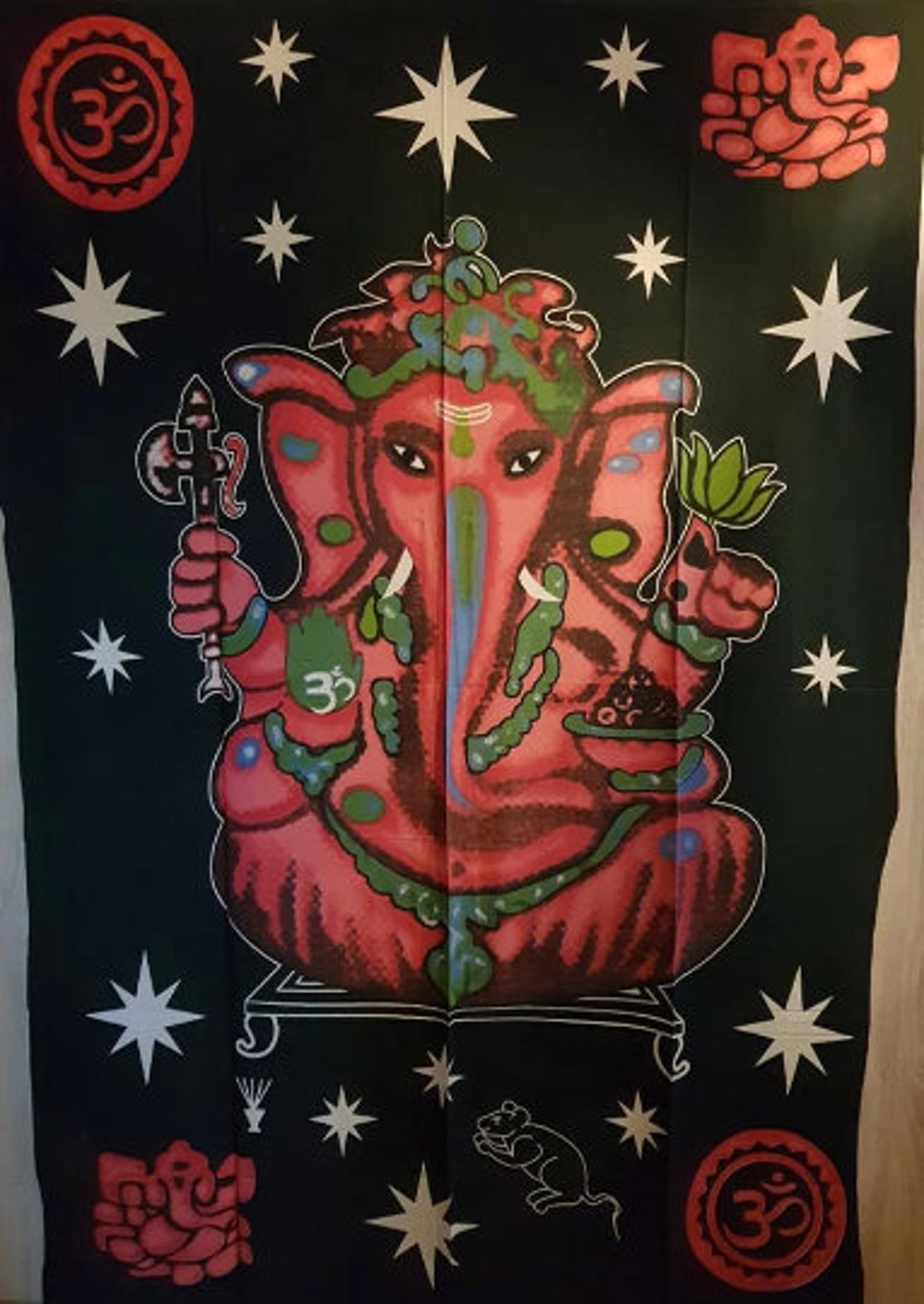 Ganesha Elephant With OM Sign Wall Hanging, Lord Ganesha Tapestry ...