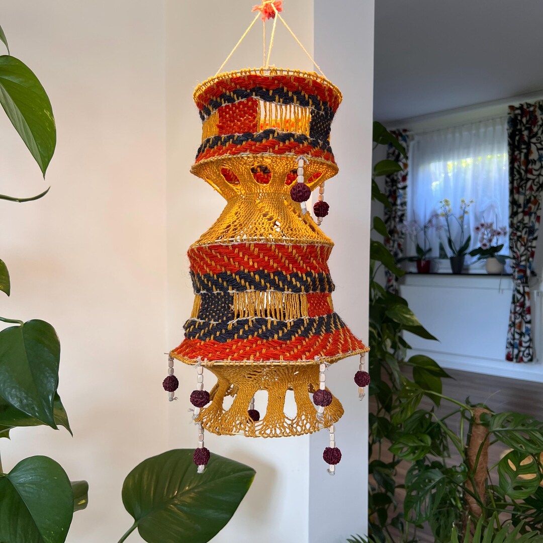 Macrame Lampshade Indian Handmade Bohemian Aesthetic Boho Lamp Ethno ...
