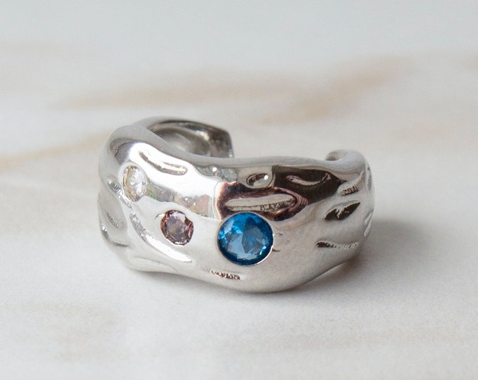 Leilani CZ Silver Crystal Ear Cuff, Fake Conch Piercing, Earring Cuff ...