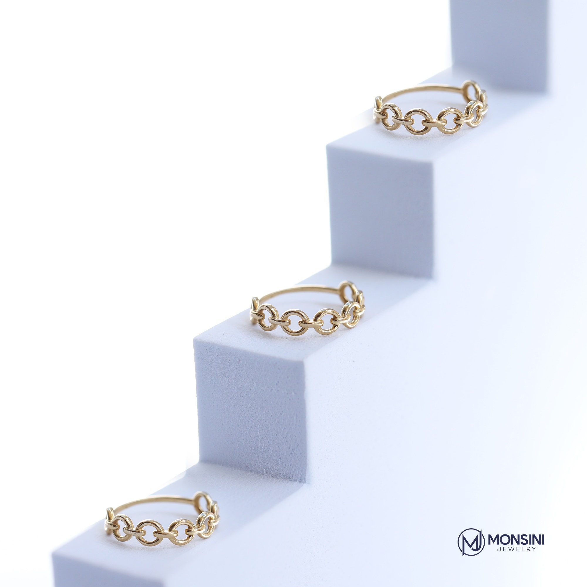 14K Solid Gold Roller Curb Chain Link Spinner Rings 4.8mm Wide | Etsy