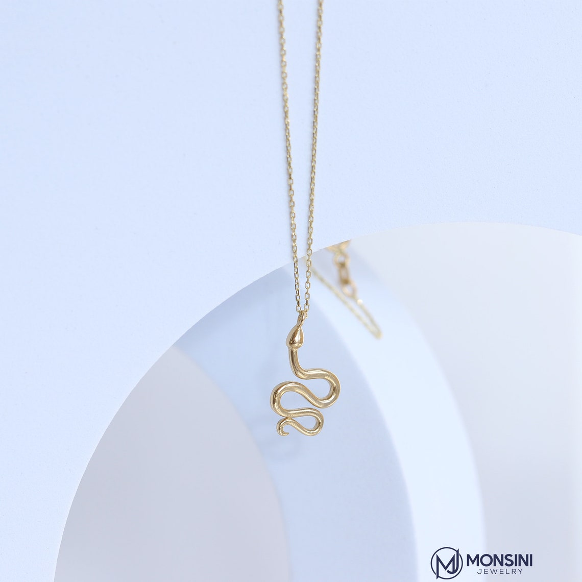 14K Gold Snake Necklace for Women Minimal Animal Pendant Charm - Etsy