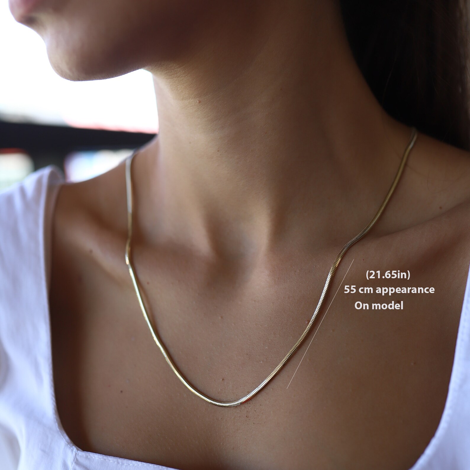 14K Real Solid Gold Bismarck Necklace Snake Chain Omega Length Optional ...