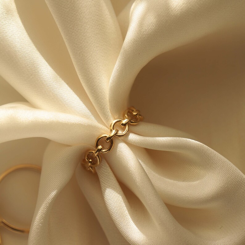 14K Solid Gold Roller Curb Chain Link Spinner Rings 4.8mm Wide | Etsy