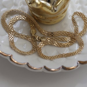 14K Yellow Gold Bismarck Snake Chain Necklace Shiny Surface Handmade ...