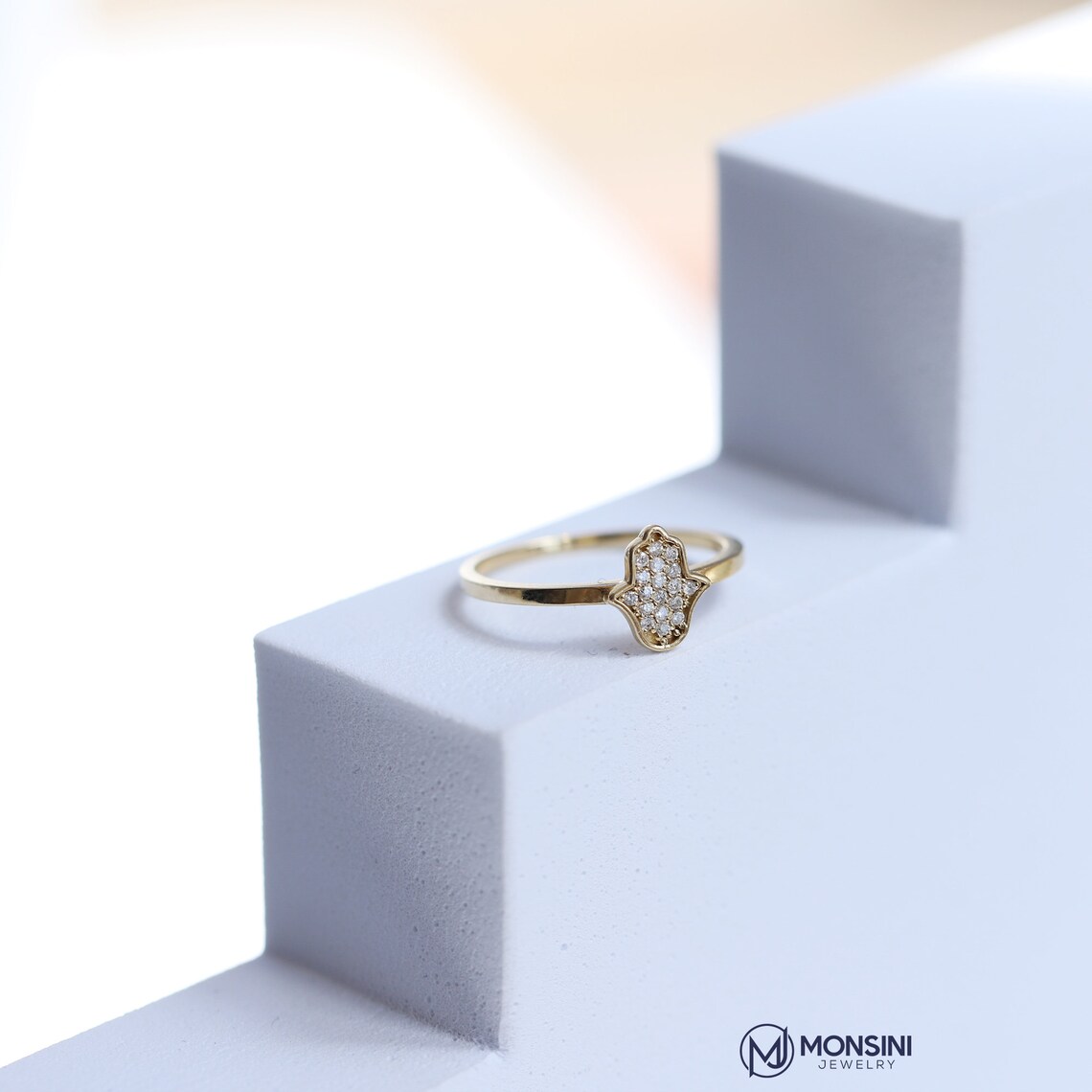 14K Real Solid Gold Original Diamond Stones 0.7ct Hand of - Etsy