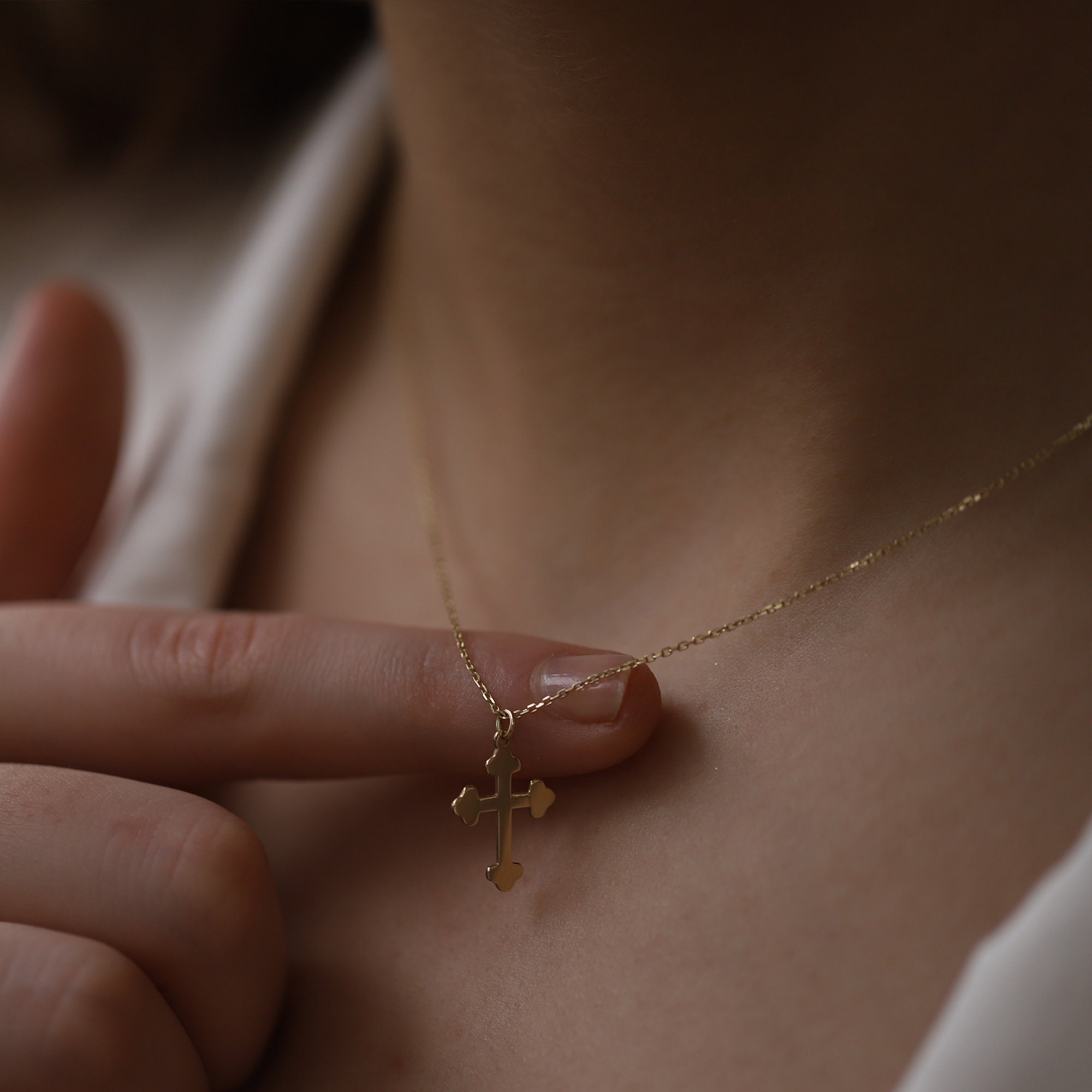 14K Gold Cross Laser Cut Plate Necklace Religious Pendant Special ...