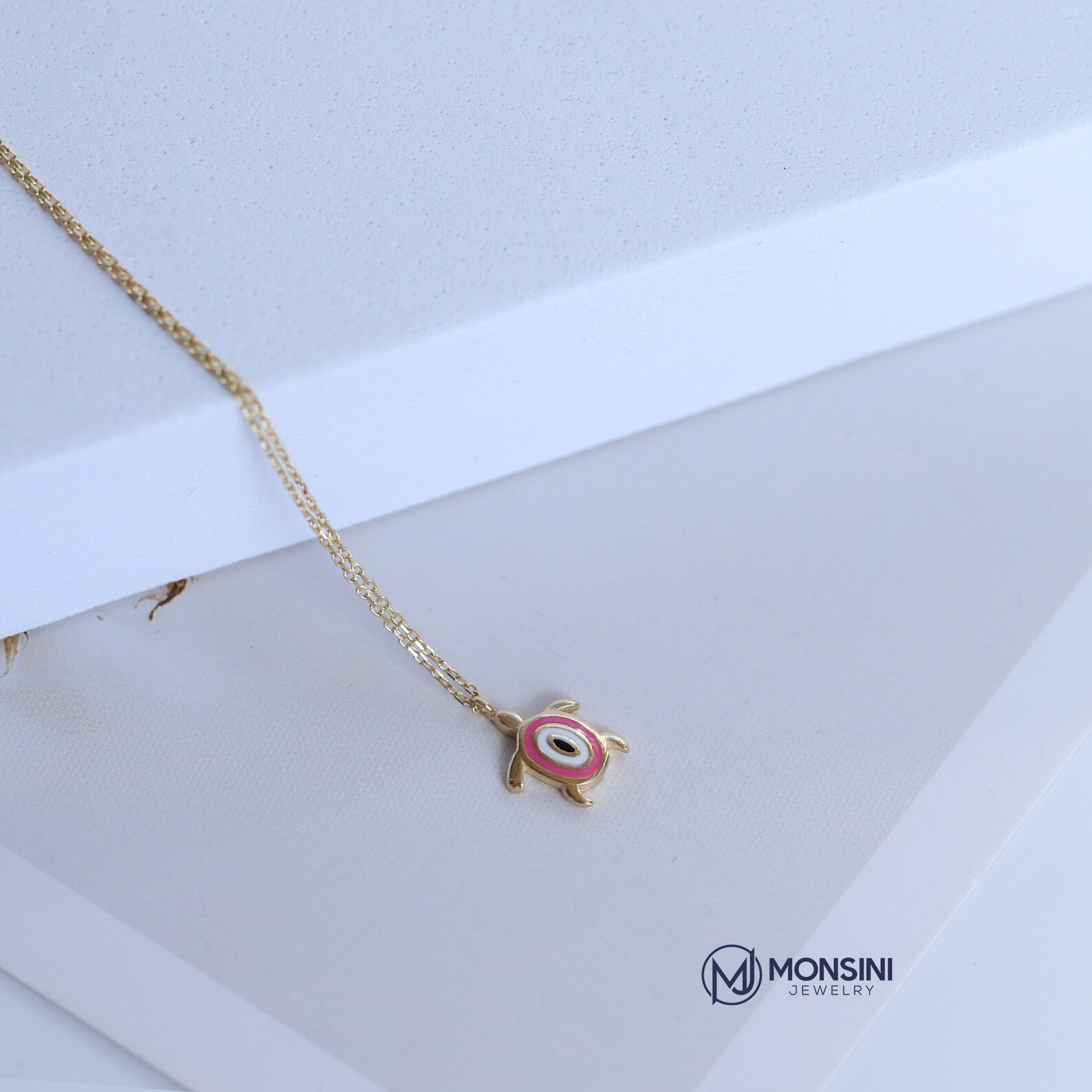 Animal Little Turtle Necklace 14K Gold Charm Pendants Pink - Etsy