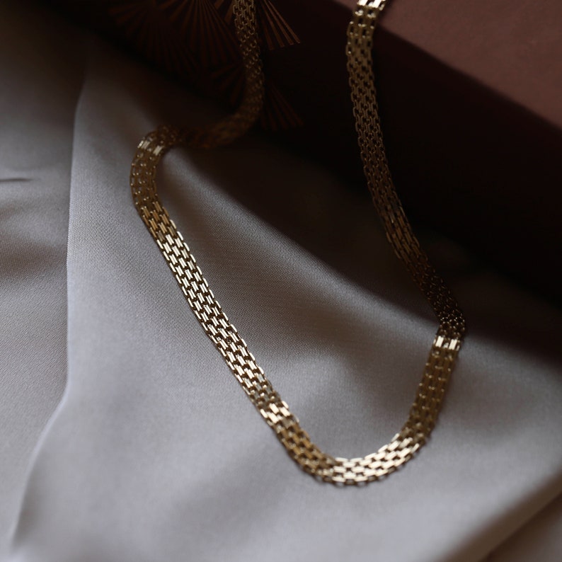 14K Yellow Gold Bismarck Snake Chain Necklace Shiny Surface - Etsy