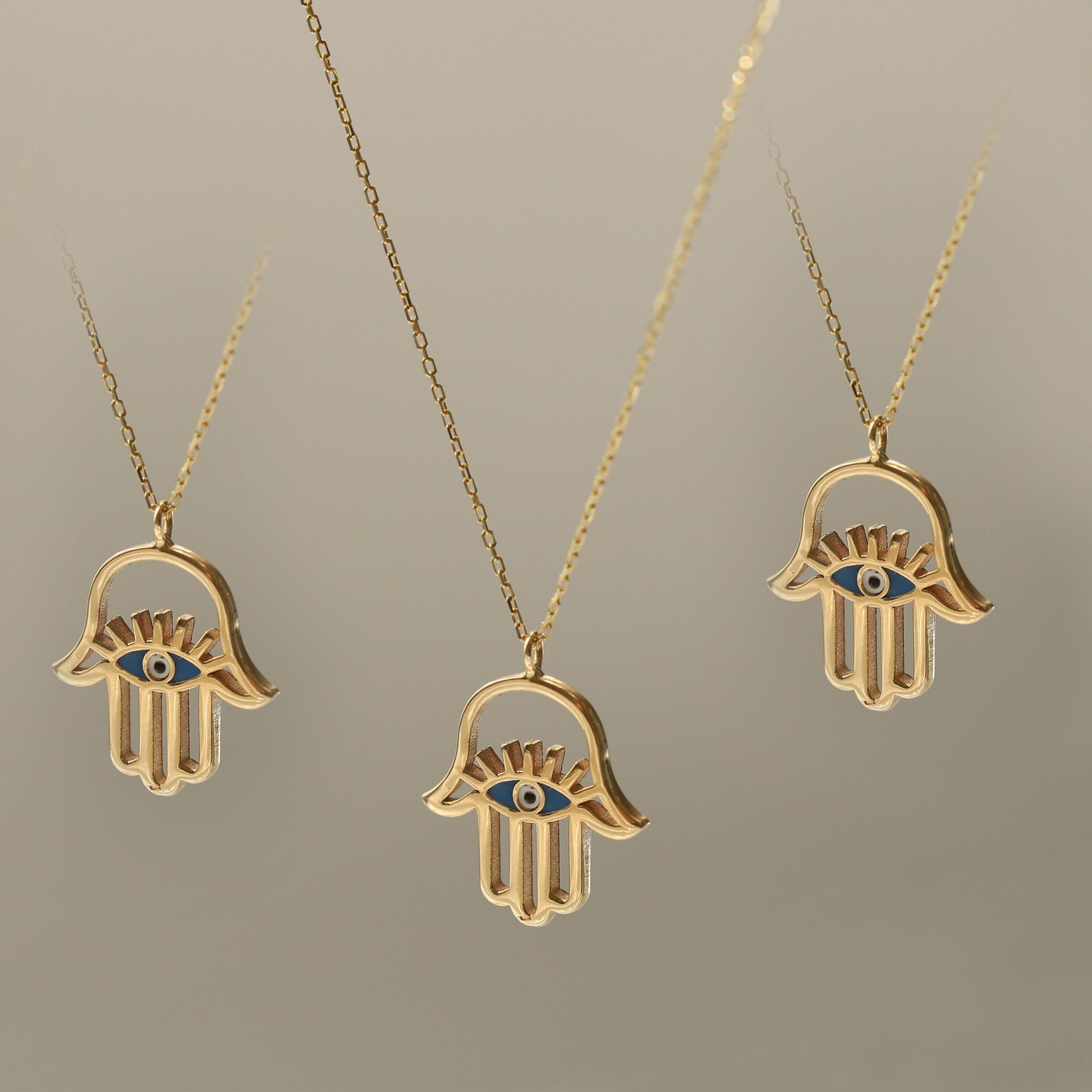 14K Realsolidgold Evileye Hamsa Hand of Fatima Turquoise - Etsy