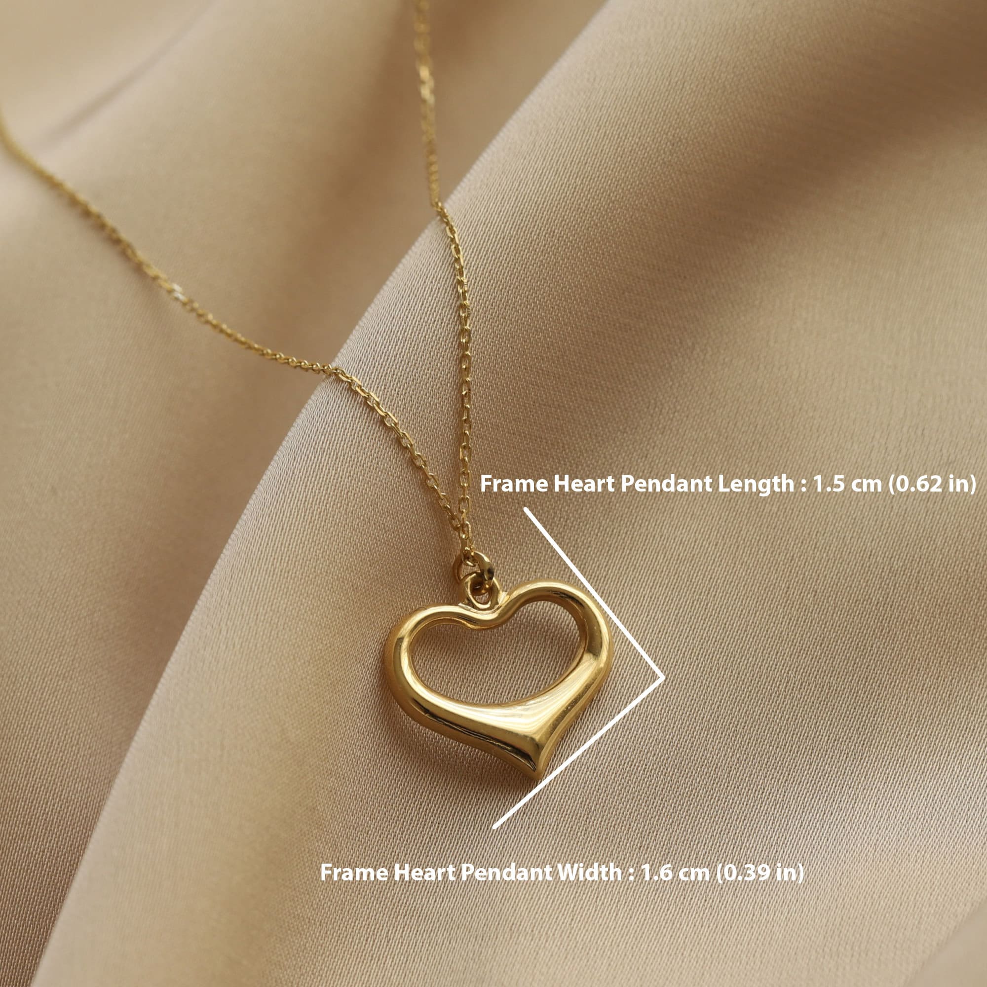 14K Real Gold Frame Heart Shape Pendant Necklace Love | Etsy