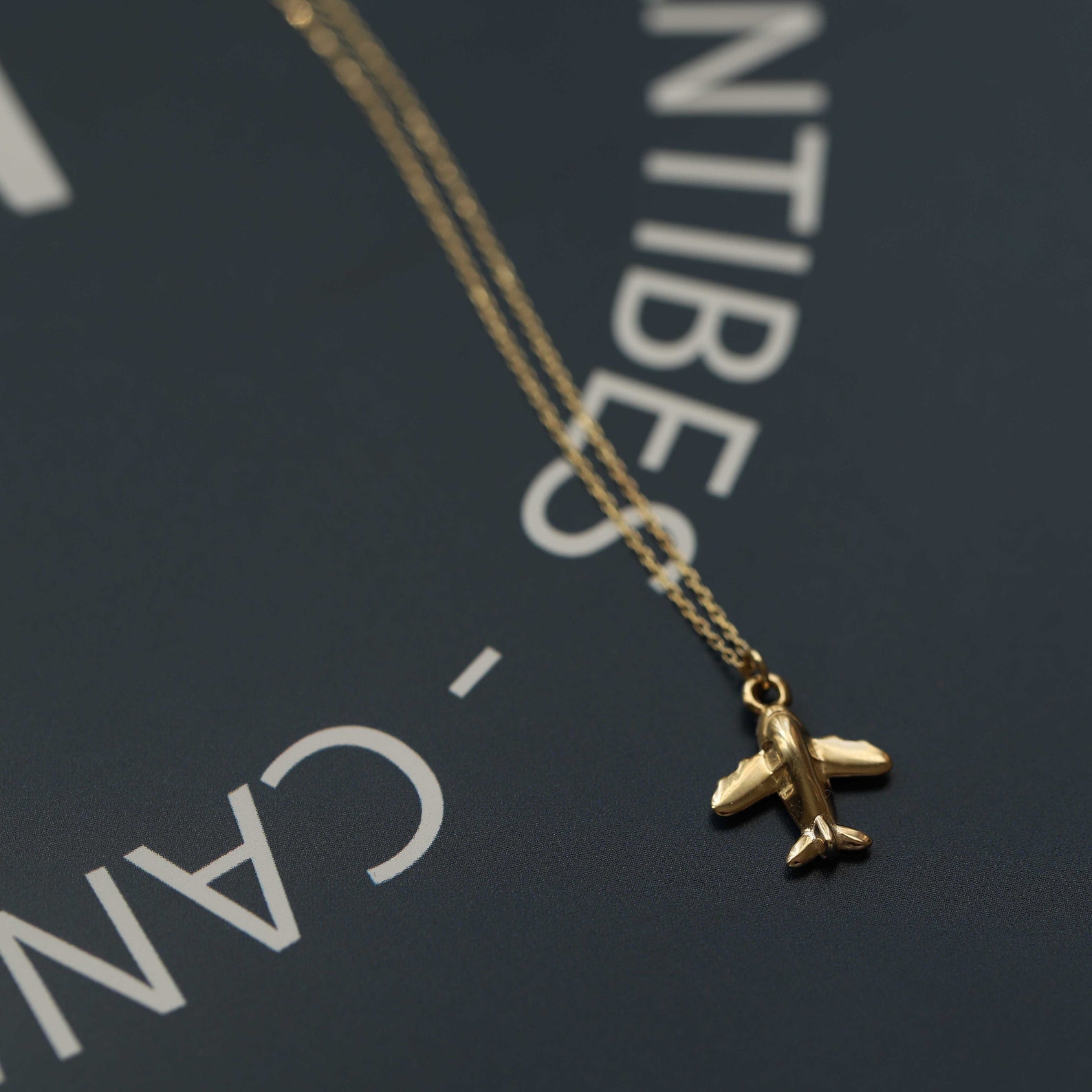 14K Solid Gold Airplane Pendant Necklace, Travel Gift - Etsy