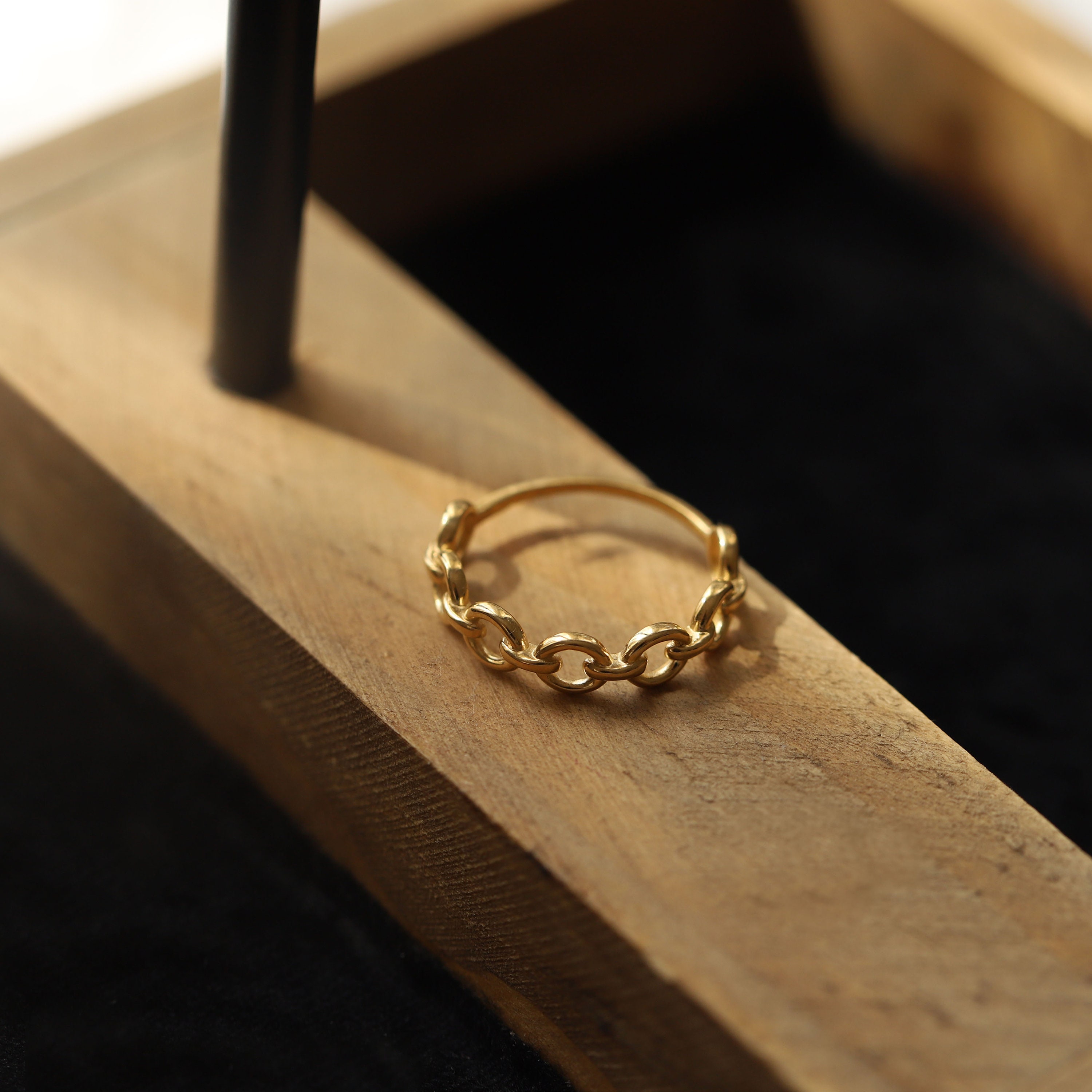 14K Solid Gold Roller Curb Chain Link Spinner Rings 4.8mm Wide | Etsy