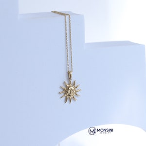 14k Gold Circle Sun Pendant Chain Charm Friendship Good Luck Sunshine ...