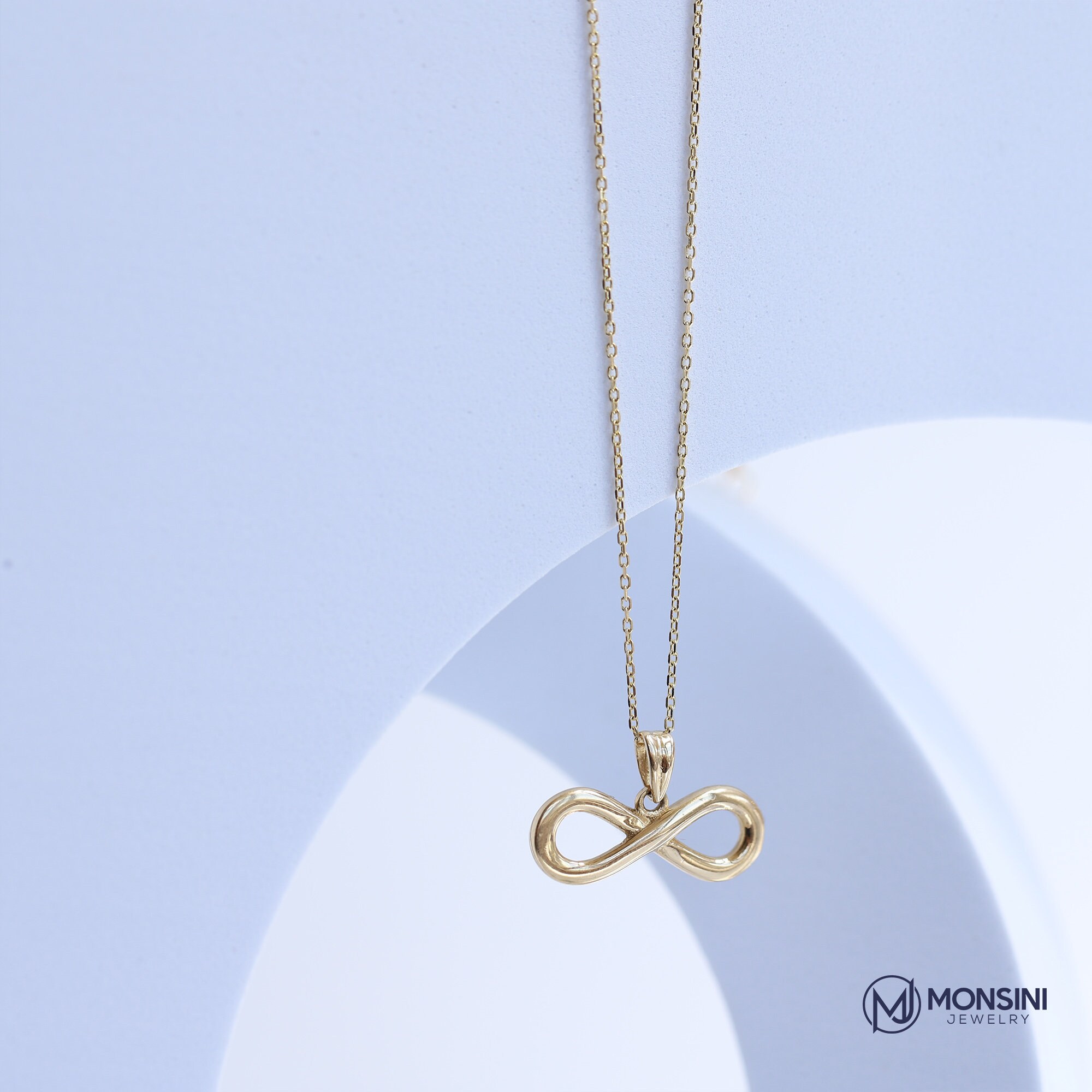 Infinity Love Symbol 14K Solid Gold Necklace Charm Chain | Etsy