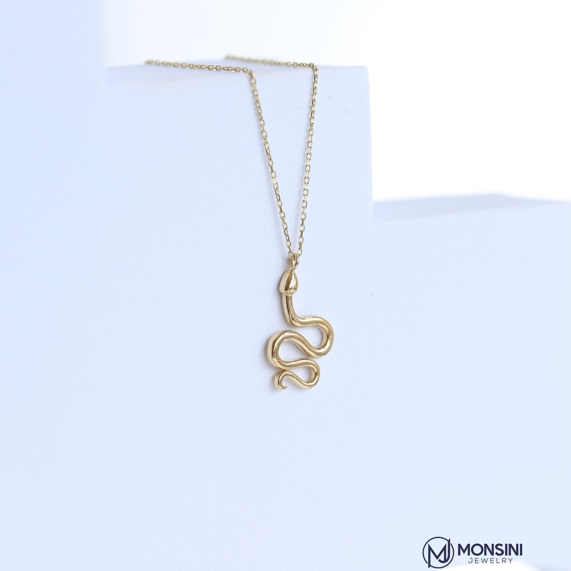 14K Gold Snake Necklace for Women Minimal Animal Pendant Charm - Etsy
