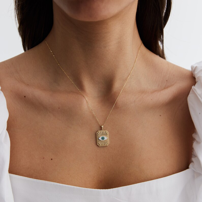 14K Gold Solid Gold Evil Eye Charm Good Luck Vintage Pendant - Etsy