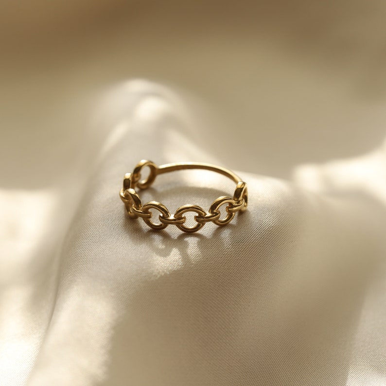 14K Solid Gold Roller Curb Chain Link Spinner Rings 4.8mm Wide | Etsy