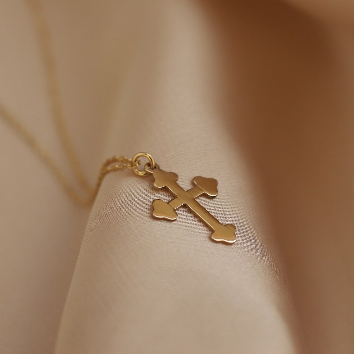 14K Gold Cross Laser Cut Plate Necklace Religious Pendant Special ...