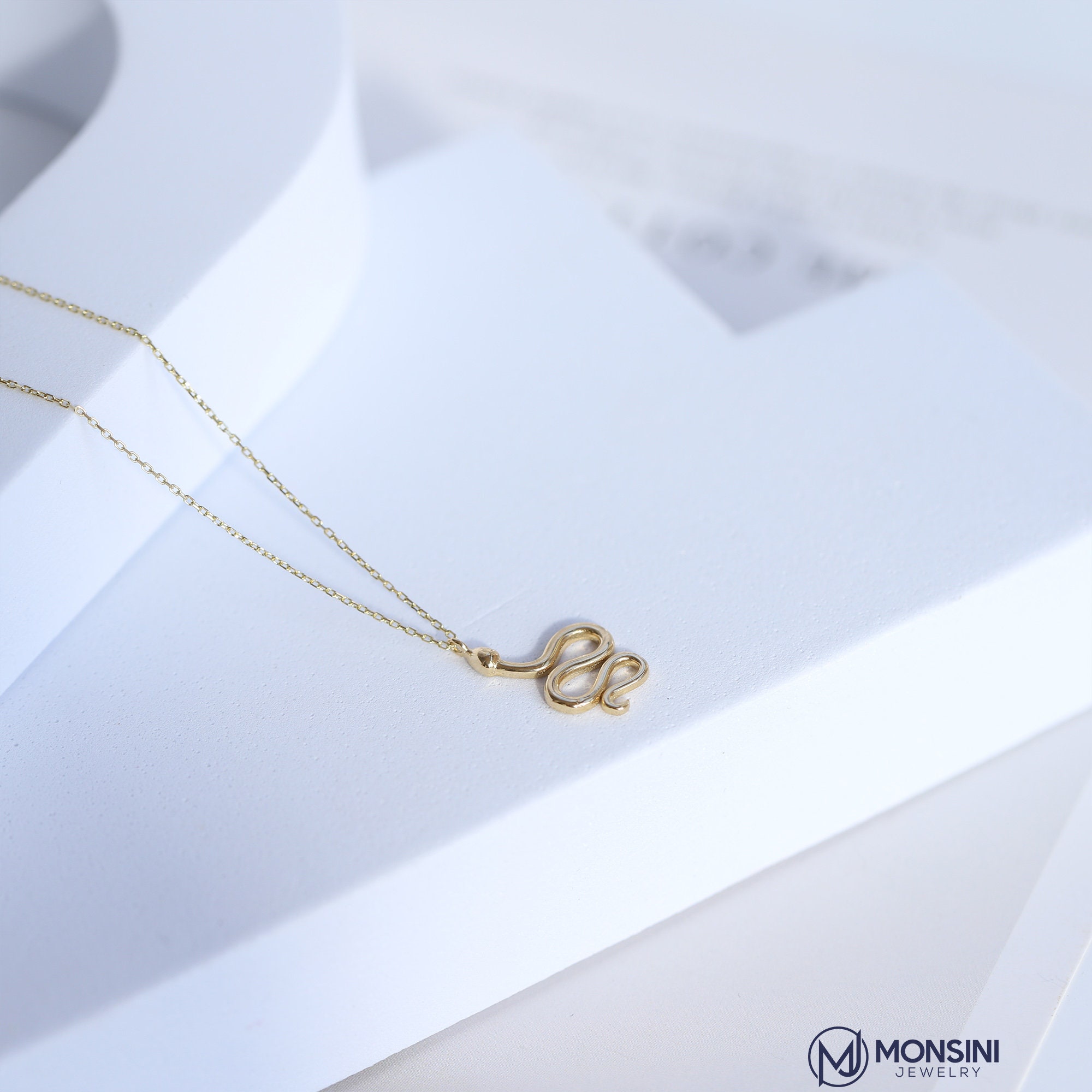 14K Gold Snake Necklace for Women Minimal Animal Pendant Charm - Etsy