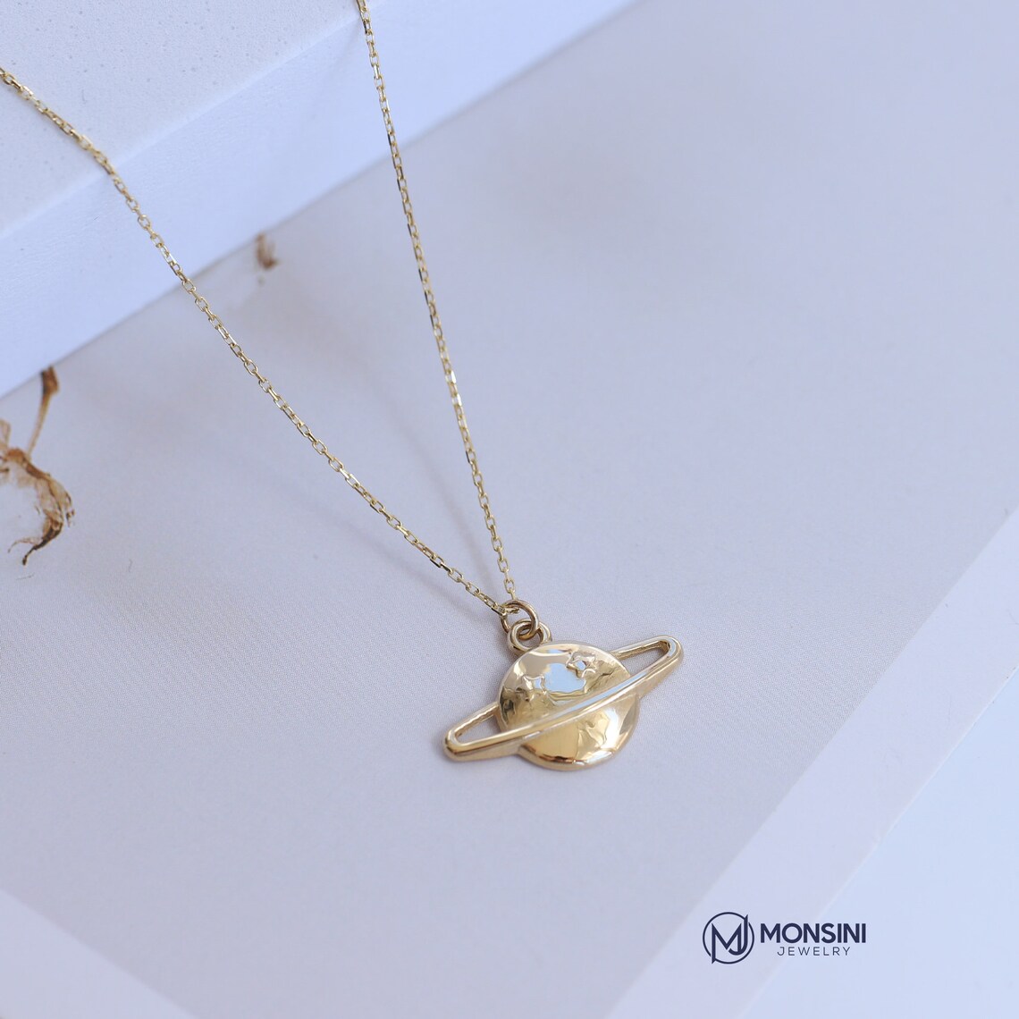 Real 14K Solid Gold Saturn Charm Planet and Star Stylish Best - Etsy