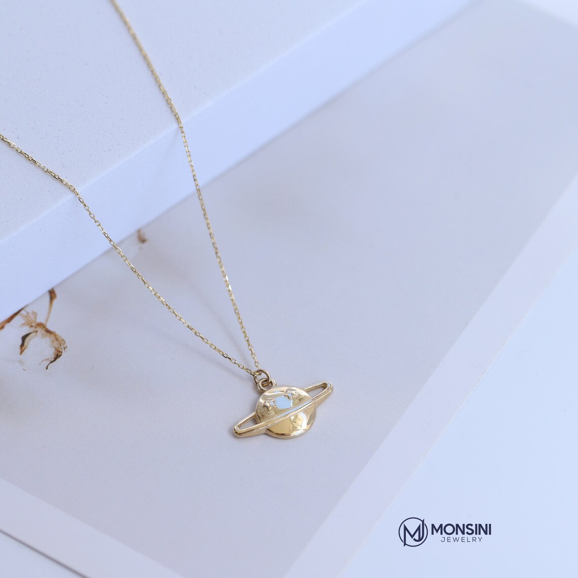 Real 14K Solid Gold Saturn Charm Planet and Star Stylish Best - Etsy