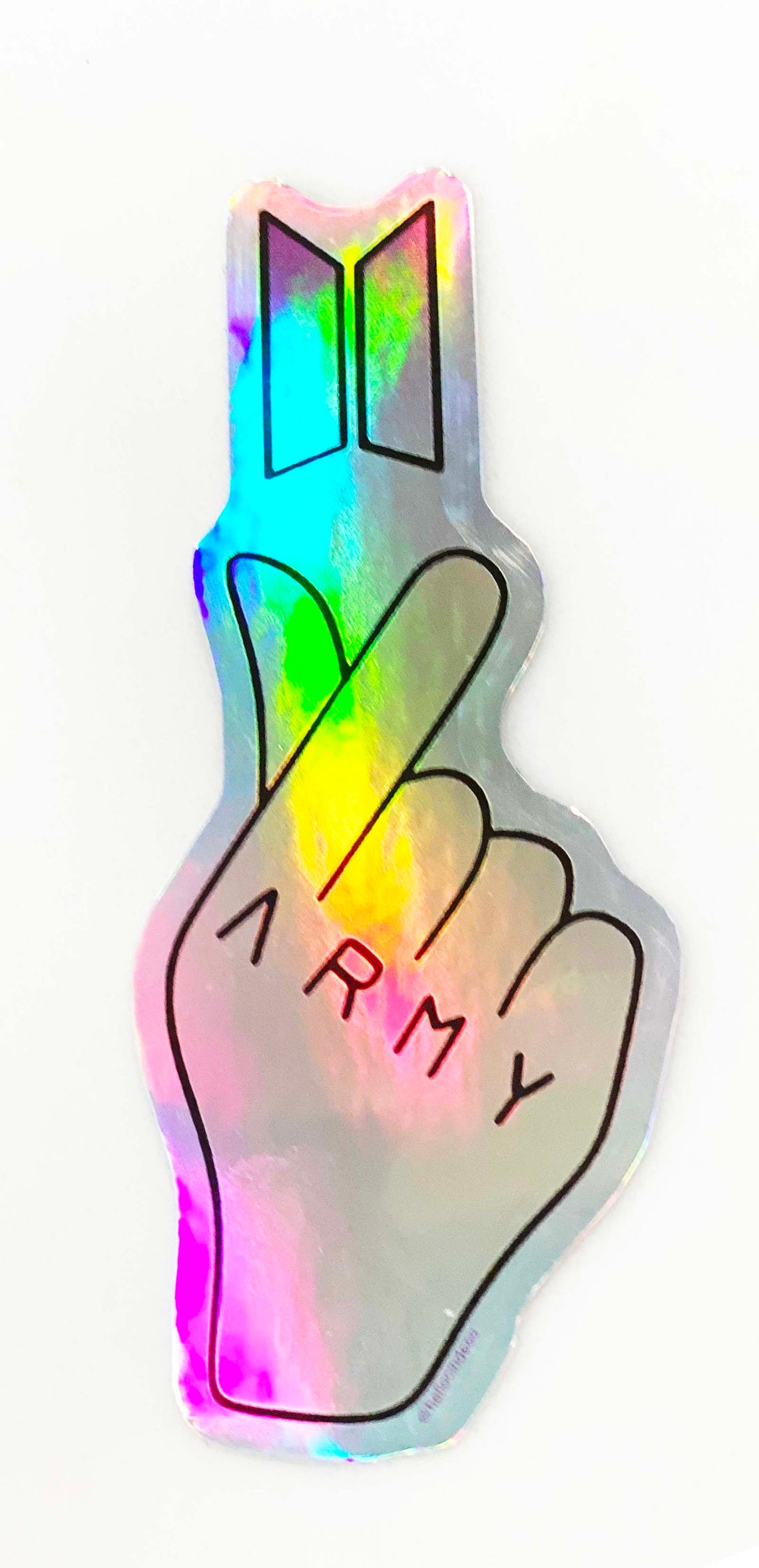 BTS ARMY HEART Fingers Waterproof Holographic Sticker 5 pack | Etsy