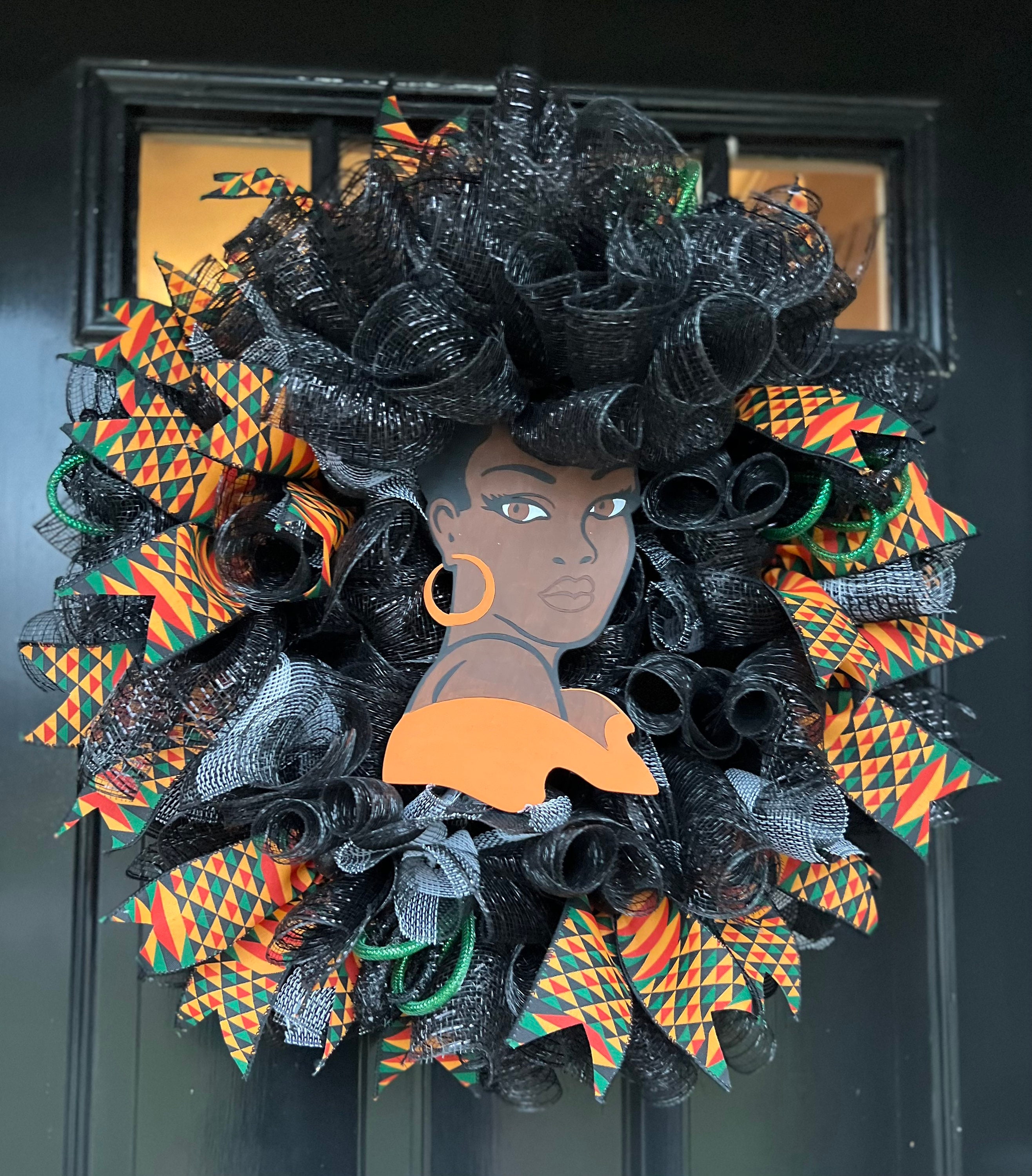 Hand Painted African Diva Wreath: Orange Accents - Etsy