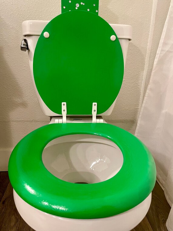 Green Silver Bling Hand Painted Toilet Seat Jade Personalized Gifts Painted Toilet Seat Green Bathroom Decor Green Decor Etsy
